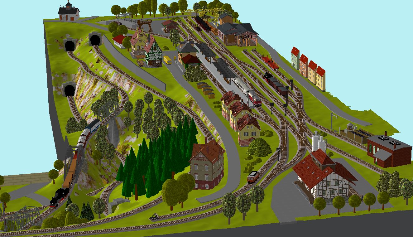 Güterverkehr - Minitrix Gleisplan 380x250x200cm - Modellbahngleispläne