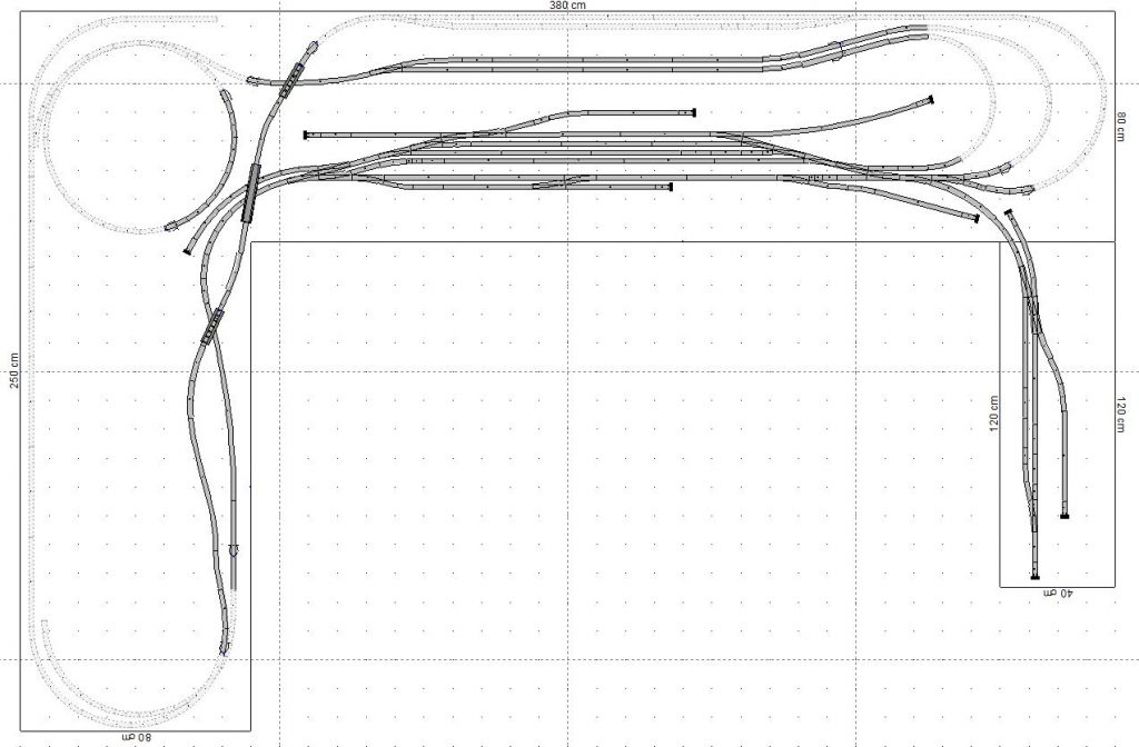 Güterverkehr - Minitrix Gleisplan 380x250x200cm - Modellbahngleispläne