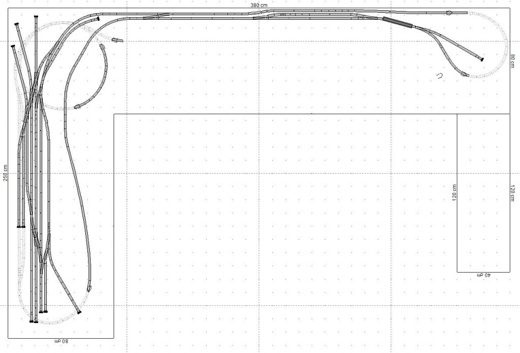 Güterverkehr - Minitrix Gleisplan 380x250x200cm - Modellbahngleispläne
