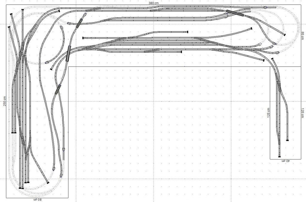Güterverkehr - Minitrix Gleisplan 380x250x200cm - Modellbahngleispläne